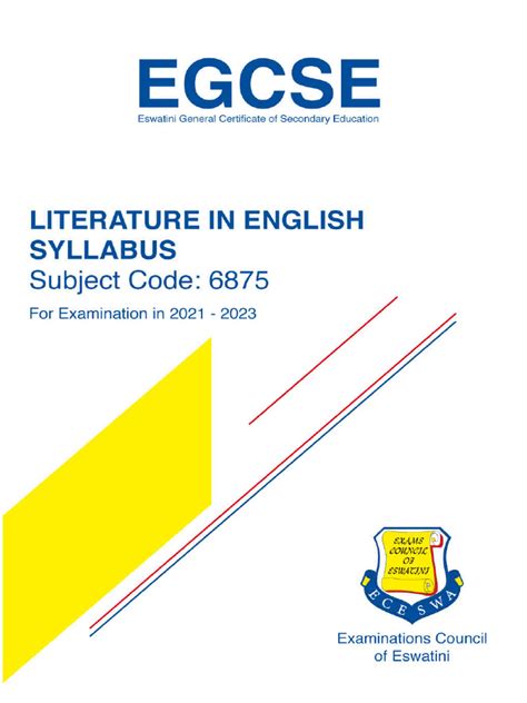 Egcse Literature In English 2021 2023 Syllabus Pdf Learning Curriculum