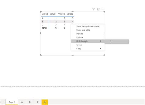 Different Report Page Tooltip For Each Column Of A Microsoft