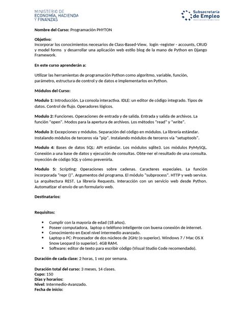 Ficha De Programación Phyton Pdf