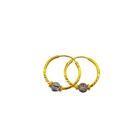 916 Gold Two Tone Ball Hoop Earrings Marina Goldsmith