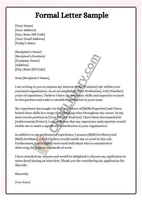 A Comprehensive Guide To Writing A Formal Letter Formal Letter Sample