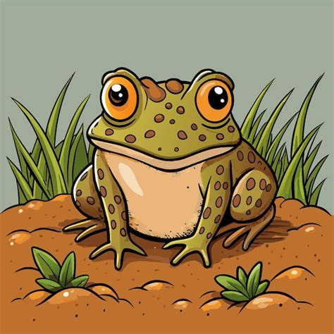 초록색 배경을 가진 개구리의 만화 그림 프리미엄 Ai 생성 벡터