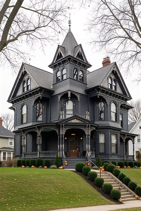 Modern Black Victorian House