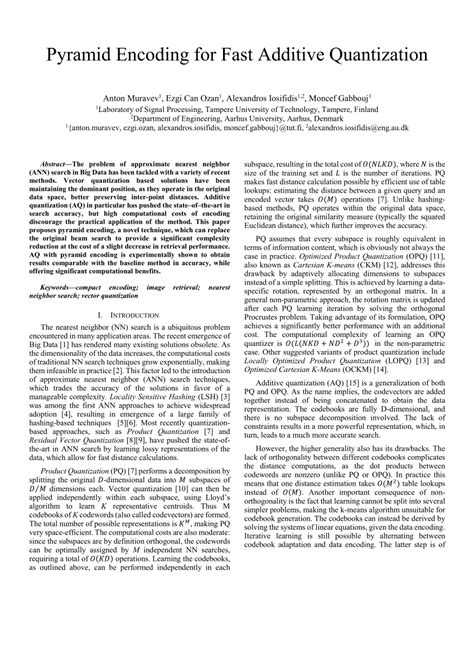 pdf pyramid encoding for fast additive quantization