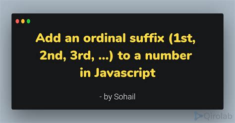Add An Ordinal Suffix 1st 2nd 3rd To A Number In Javascript Qirolab