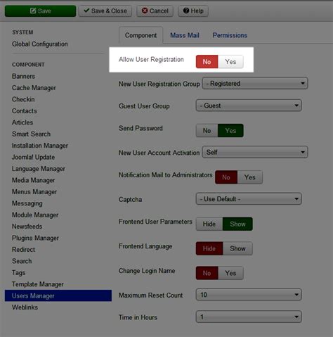 Disable User Registration In Joomla Web Hosting Hub