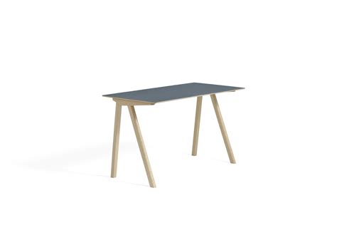 Hay Cph 90 Desk Wb Lakkert Eik Deep Blue Linoleum Blå Skrivebord Fra