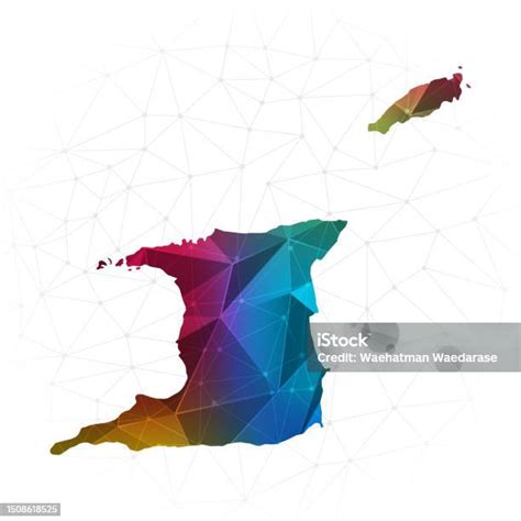 Trinidad And Tobago Map Abstract Polygon Vector Illustration Low Poly Colorful Style Gradient