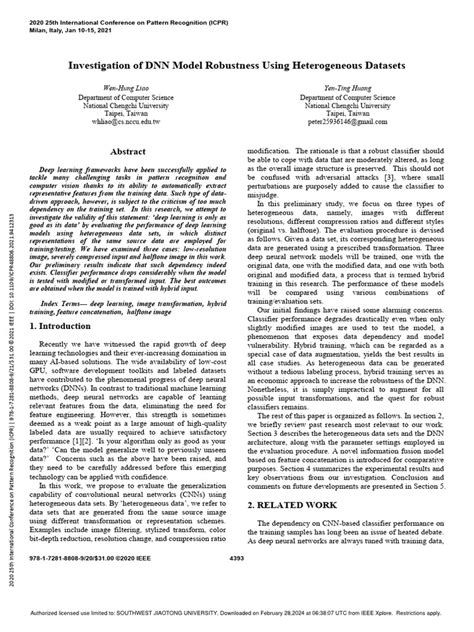 Investigation Of Dnn Model Robustness Using Heterogeneous Datasets Pdf Deep Learning Data