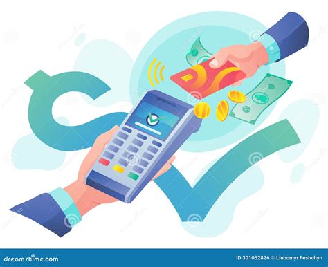 Vector Payment Machine And Credit Card Pos Terminal Confirms The Payment By Debit Credit Card