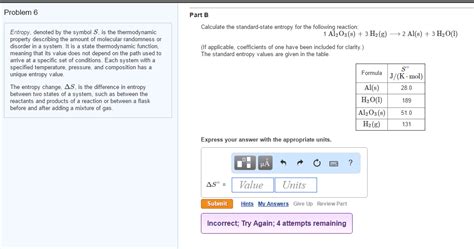Solved Problem 6 Part B Calculate The Standard State Entropy