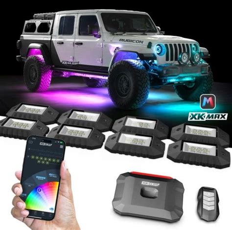 Xk Glow Rgb Led Rock Lights Kit Xkmax Smartphone App Controlled Performance Detailing Jeep
