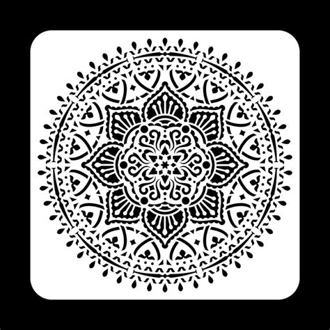 큰 원형 꽃 만다라 Diy 스텐실 페인팅 스크랩북 색칠 조각 앨범 장식 템플릿 스텐실 E 30x30 Cm 학용품