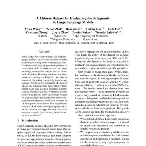 A Chinese Dataset For Evaluating The Safeguards In Large Language Models Acl Anthology
