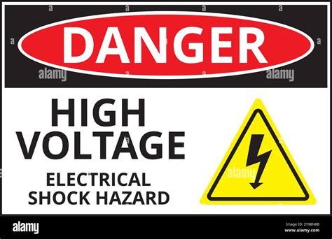 Danger High Voltage Risk Of Electric Shock Sign On A White Background