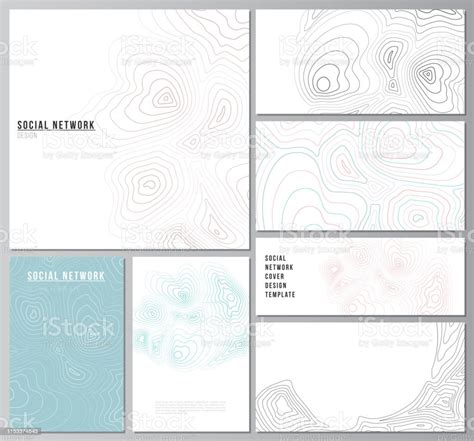 인기 있는 형식으로 현대 소셜 네트워크 모의 광고의 편집 가능한 레이아웃의 최소한의 추상적인 벡터 일러스트 지형 윤곽 지도 추상 단색 배경입니다 개념에 대한 스톡 벡터 아트