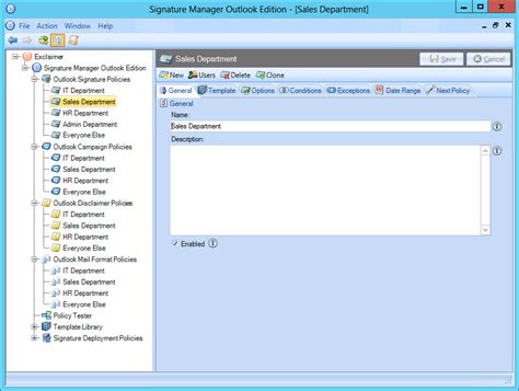 Exclaimer Signature Manager Outlook Edition Enabling And Disabling An Outlook Policy