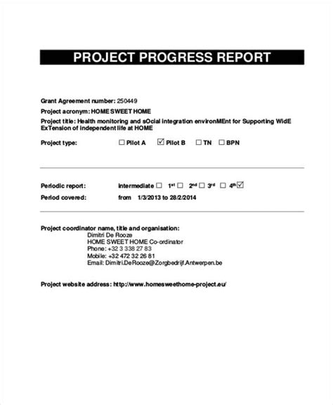 Progress Report Templates Word PDF Pages