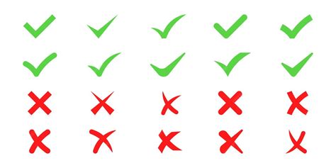 Premium Vector Set Of Green Check Marks And Red Crosses Vector Icons On White Background