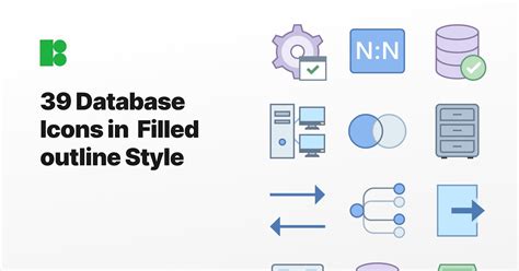 Filled Outline Database Icons Ft Data And Server Envato Elements