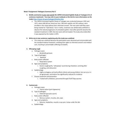 bios 242 week 7 assignment pathogens summary part 2 course resources