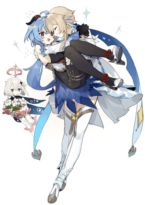 Ganyu Lumine And Paimon Genshin Impact Drawn By Sh Shinh Danbooru