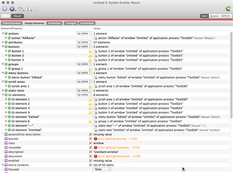 front window analysis tool using applescript system events list ui elements macro library
