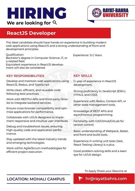 Hiringalert Hiring Reactjsdeveloper Careeropportunity Joinourteam