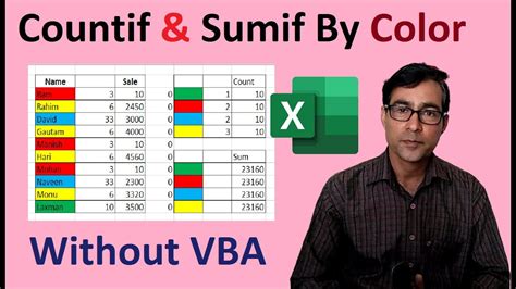 Countif By Cell Color Sumif By Cell Color Advanced Excel In Hindi