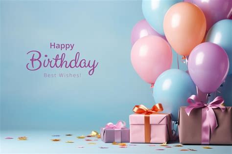 Фон дня рождения с воздушными шарами и подарками Премиум Psd Файл