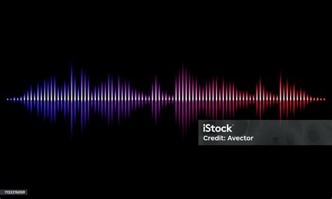 사운드 트랙이 나 사운드 다이어그램의 소리 전파 배경 검은 배경에 마이크 사운드 이퀄라이저 패턴의 벡터 네온 라이트 그래프 맥박 추적에 대한 스톡 벡터 아트 및 기타 이미지