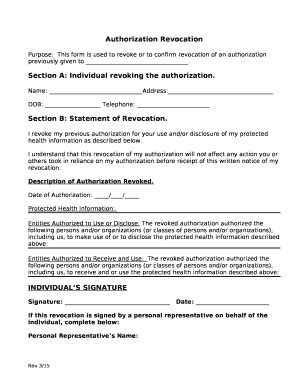 Authorization Revocation Doc Template PdfFiller