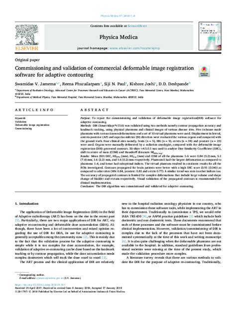 Pdf Commissioning And Validation Of Commercial Deformable Image Registration Software For