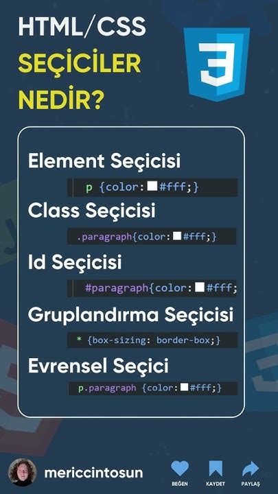 html css seÇİcİler nedİr html css cssselectors yazılım developer