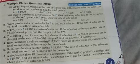 Multiple Choice Questions Mcq Choose The Correct Option I Abdul Buys