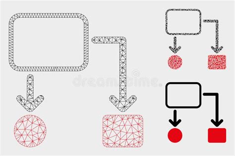 Flowchart Scheme Vector Mesh Network Model And Triangle Mosaic Icon