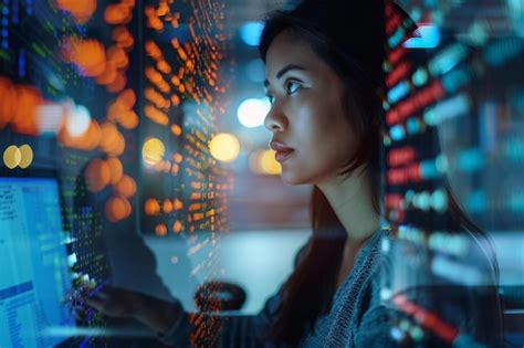 a female software developer working on her computer premium ai