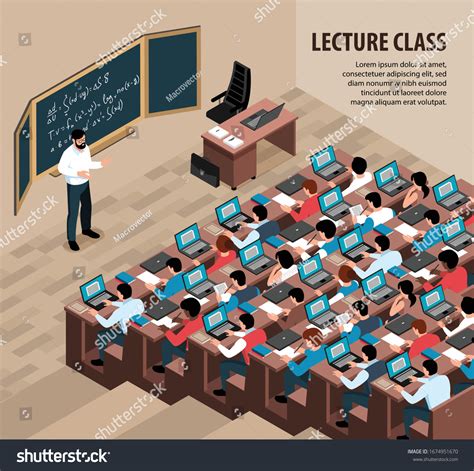 Isometric Lecture Class Background Indoor Scenery Stock Vector Royalty Free 1674951670