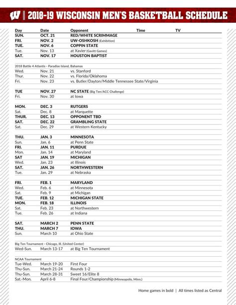 Get Your Free Badger Football Schedule Printable Printables For Everyone