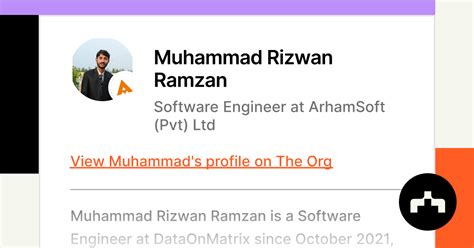 Muhammad Rizwan Ramzan Software Engineer At Arhamsoft Pvt Ltd The Org