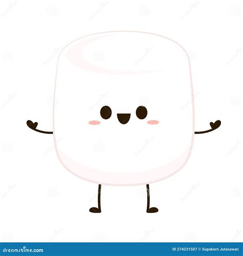 White Marshmallow Cartoon Marshmallow Character Design Stock Vector