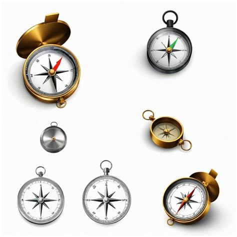 Individual Using A Compass Vector Set White Background Isolated A High