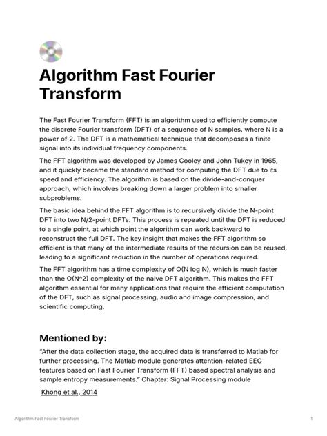 Algorithm Fast Fourier Transform Pdf