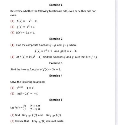 solved exercise 1 determine whether the following functions