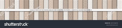 Collection Seamless Ornamental Vector Patterns Trendy Stock Vector