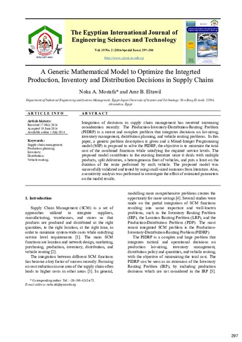 Pdf A Generic Mathematical Model To Optimize Integrated Production And Distribution Decisions