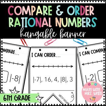 Compare Order Integers Rational Numbers Banner Printable Activity