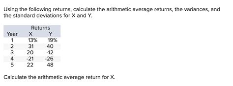 Solved Using The Following Returns Calculate The Arithmetic