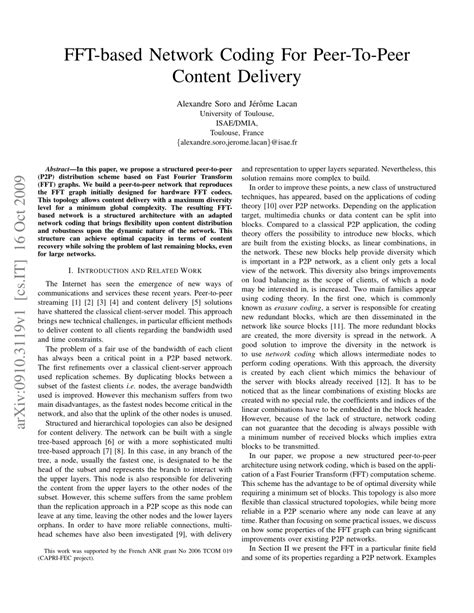 Pdf Fft Based Network Coding For Peer To Peer Content Delivery
