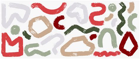 파스텔 기하학적 숯 두꺼운 물결 모양의 선 어린이 스타일의 원 캔버스에 가장자리가 찢어진 두꺼운 브러시 스트로크를 건조시킵니다 순진한 스타일의 파도와 곡선 세트입니다 디자인